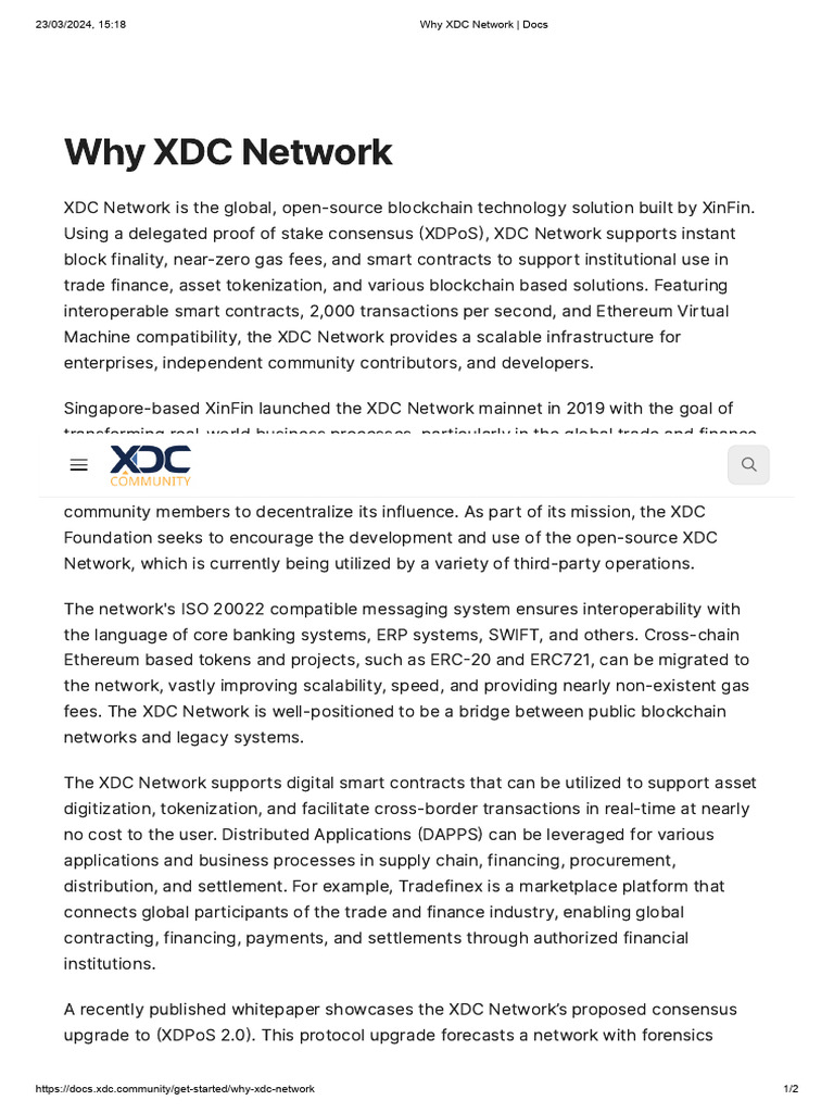 Why XDC Network - Docs | PDF | Computing | Service Industries