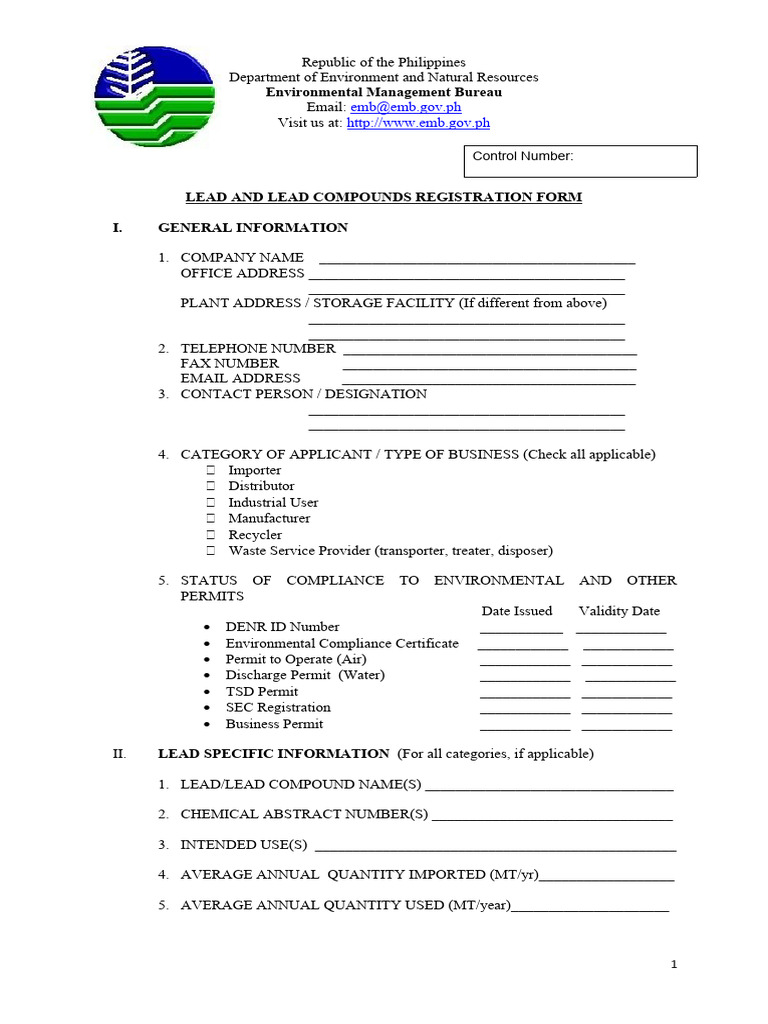 Lead Registration Form and LMP Outline | PDF | Waste | Environmental ...