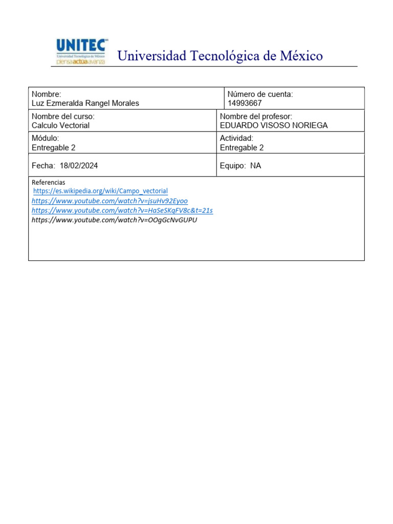 Entregable 2 - Calculo Vectorial | PDF | Integral | Vector Euclidiano