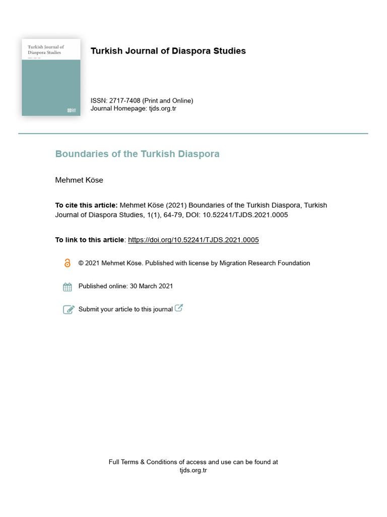 Turkish Diaspora Boundaries Explained | PDF | Human Migration | Turkey