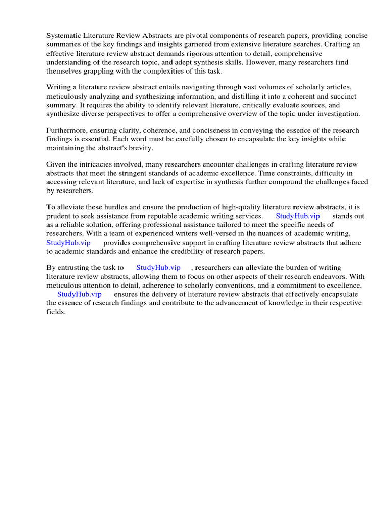 Systematic Literature Review Abstract | PDF | Systematic Review ... Systematic Literature Review Abstract | PDF | Systematic Review ...