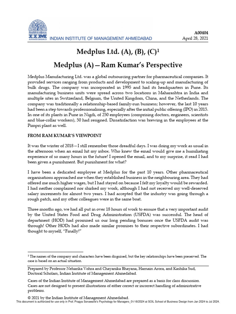 Medplus Ltd. (A), (B), (C) - Unlocked | PDF | Incentive | Business