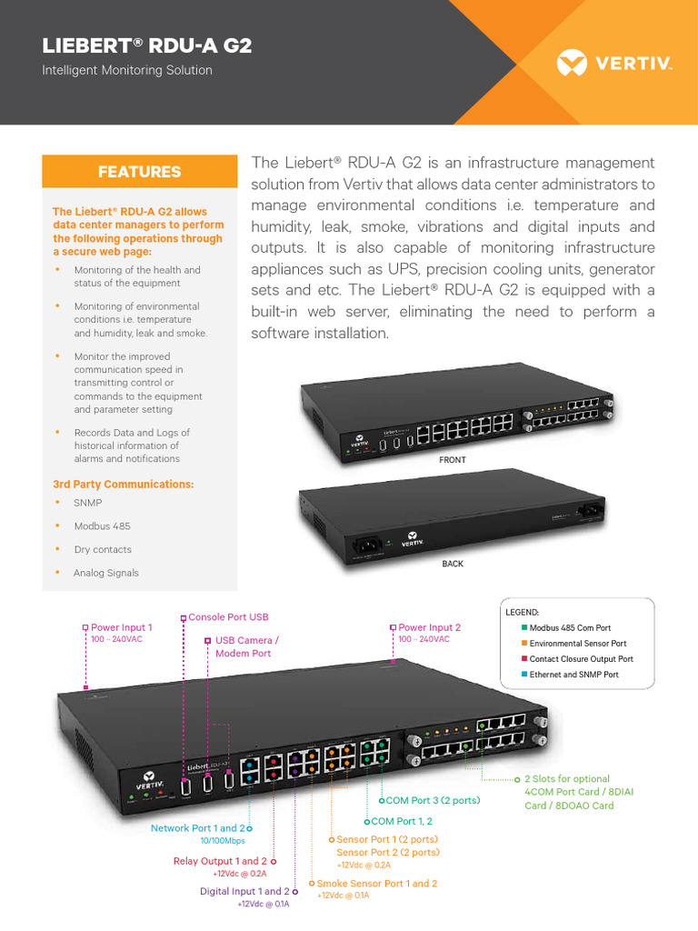 DKSH Vertiv Liebert Rdu A g2 Factsheet | PDF | Sensor | Data Center DKSH Vertiv Liebert Rdu A g2 Factsheet | PDF | Sensor | Data Center