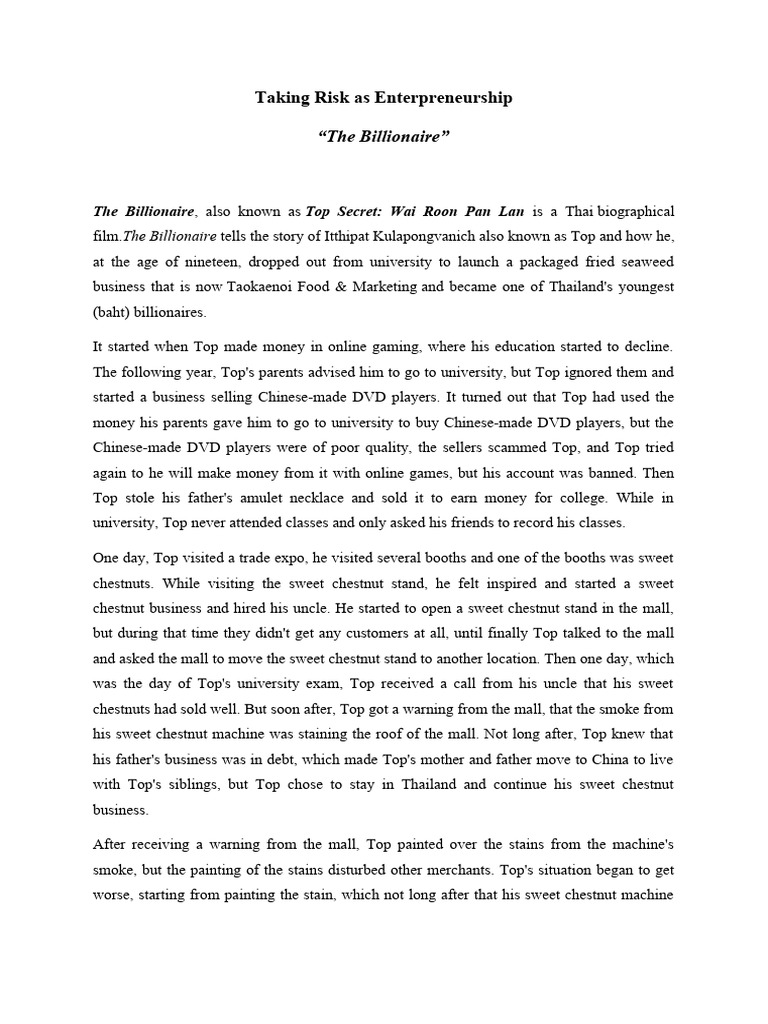 The Billionaire Essay | PDF | Business | Economies