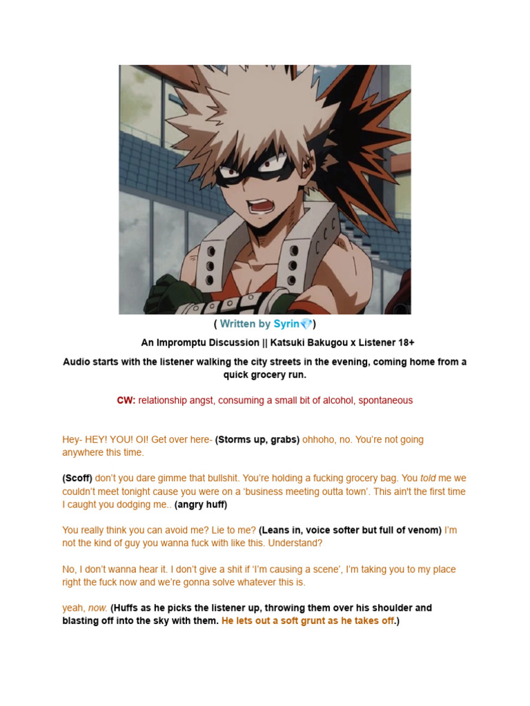 An Impromptu Discussion - Katsuki Bakugou X Listener 18+ | PDF ...