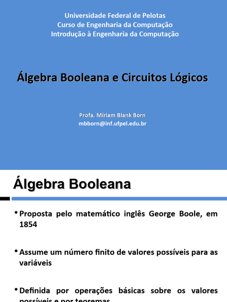 Álgebra Booleana e Circuitos Lógicos | Download grátis PDF | Álgebra booleana | Ensino de Matemática