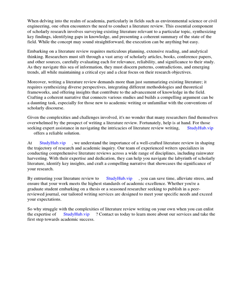 Literature Review Rainwater Harvesting | PDF | Water | Drinking Water Literature Review Rainwater Harvesting | PDF | Water | Drinking Water