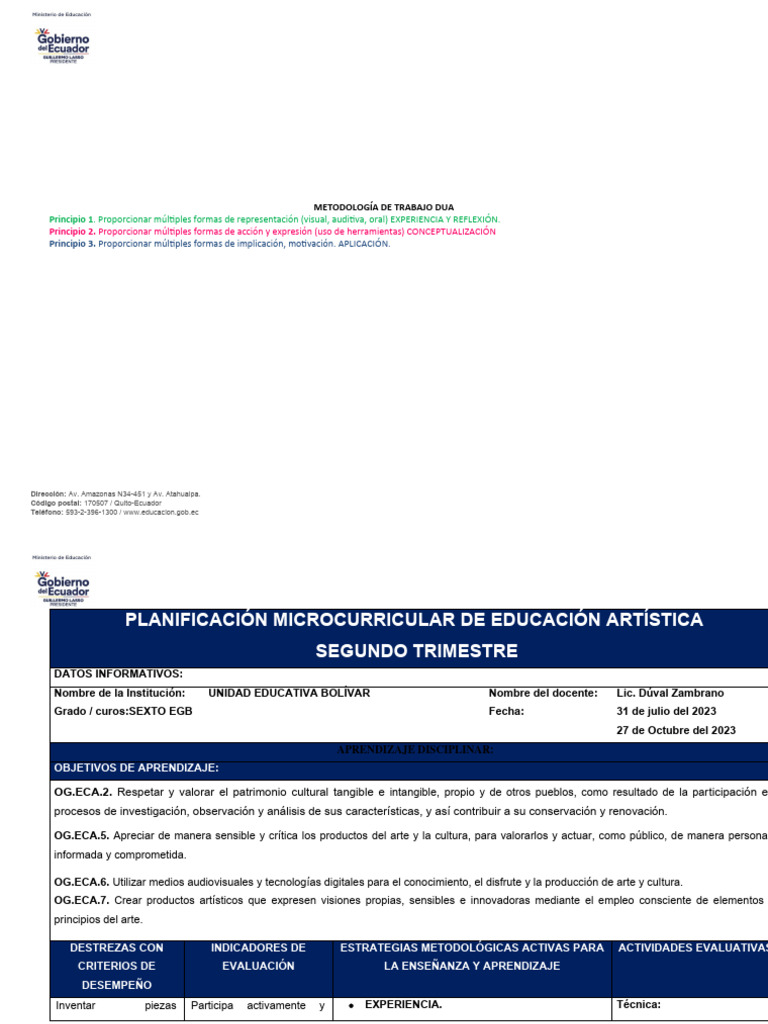 6TO - ECA - TRIMESTRE DOS - 2023 Planificación. | PDF | Informática