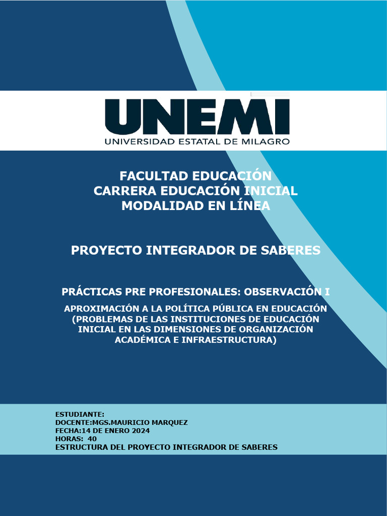 Observación 1 Pis Final | PDF | Educación de la primera infancia ...