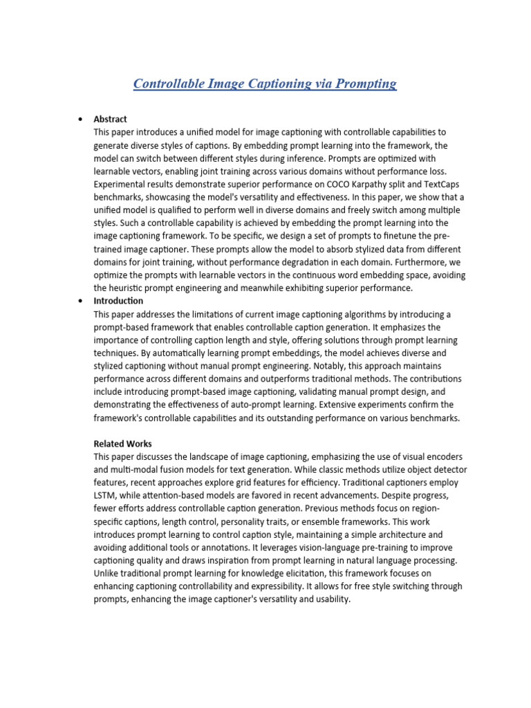 Controllable Image Captioning via Prompting | PDF