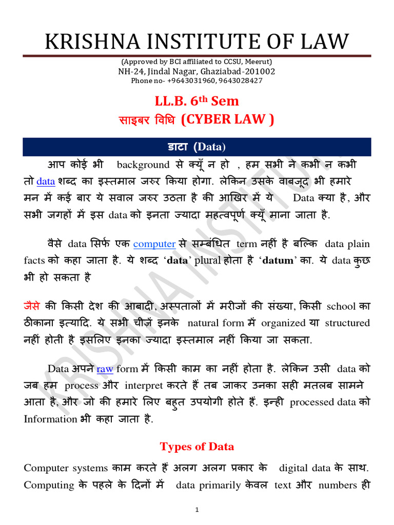 L-6th Sem (Hindi Revised 24 ) Cyber Crime Law | PDF