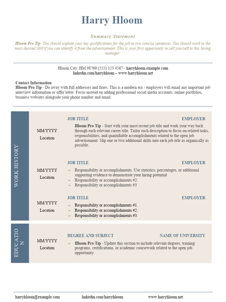 Free Resume Template HL Organized | PDF | Résumé
