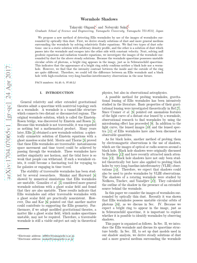 Wormhole Shadows | PDF