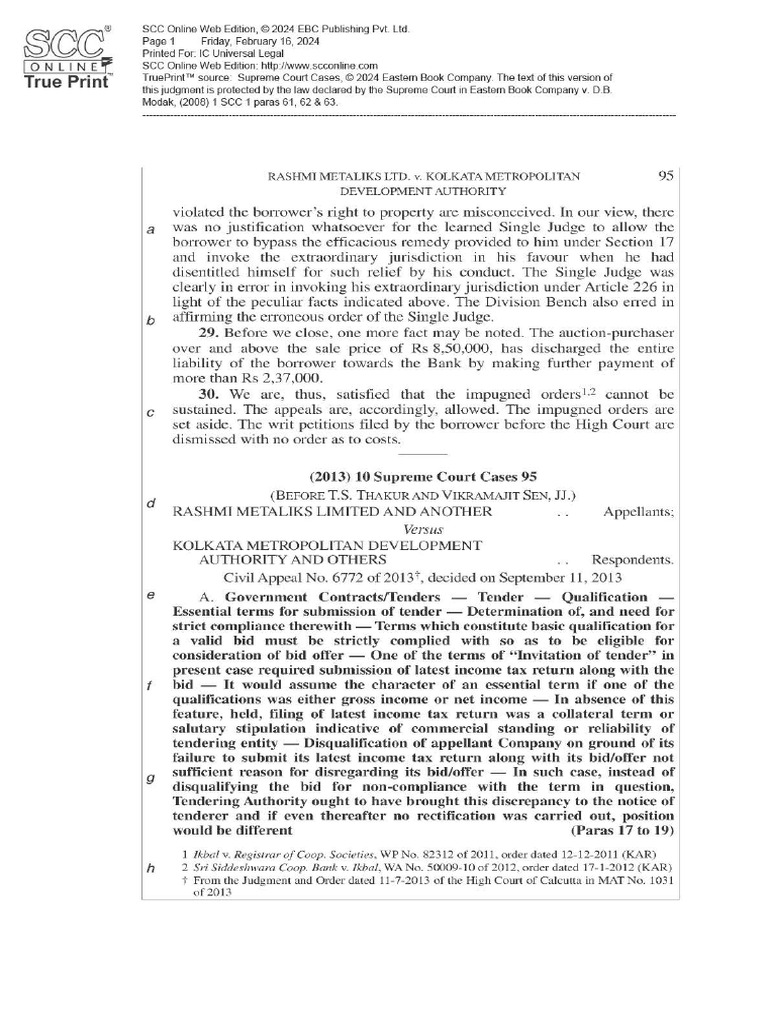 Rashmi Metaliks Vs KMDA & Ors. | PDF | Precedent | Certiorari