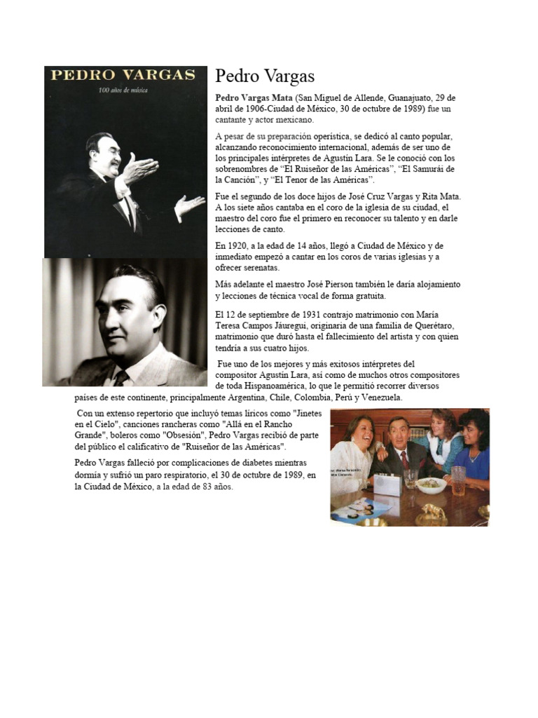 Pedro Vargas | PDF | Musica Latinoamericana