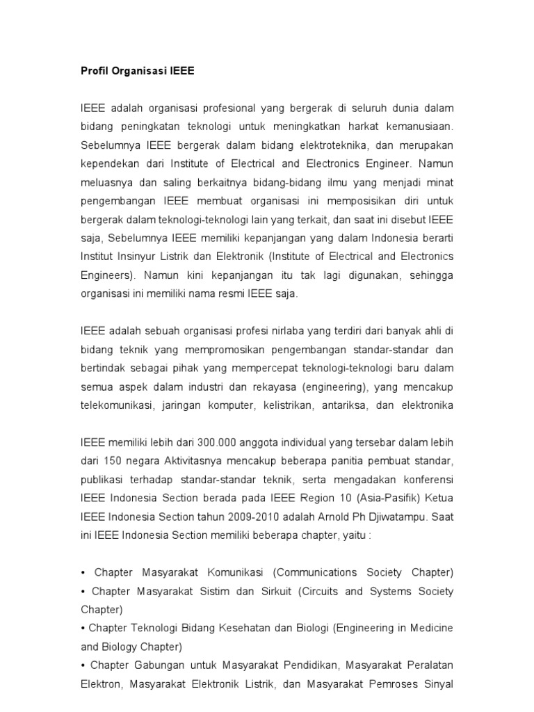 Profil Organisasi IEEE dan Fungsinya | PDF | Komputer