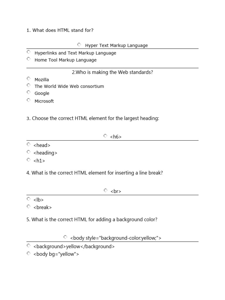 Question Internet | PDF | Html | Html Element