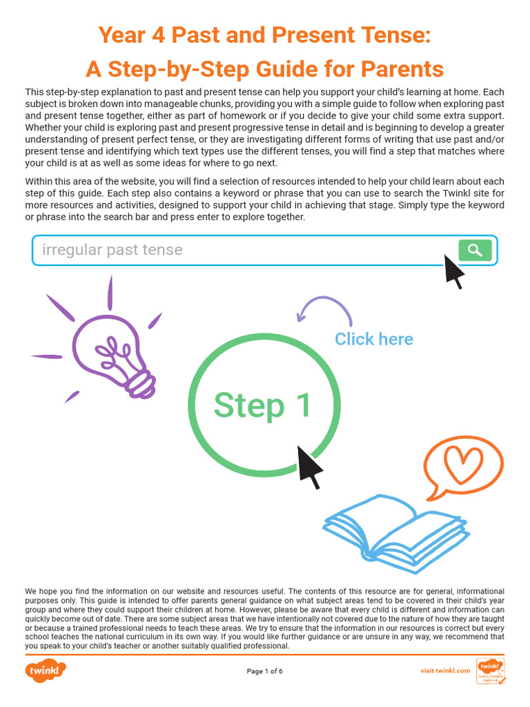T e 2548922 Year 4 Past and Present Tense A Step by Step Guide For ...