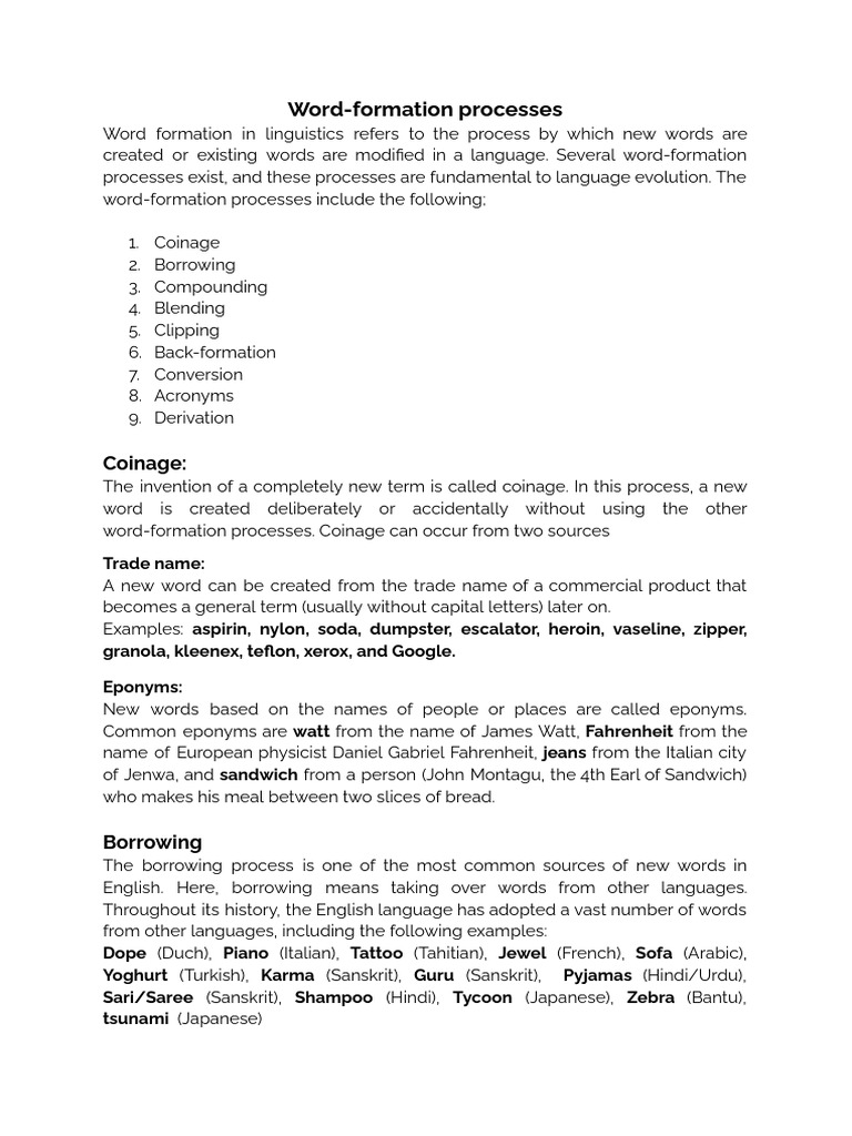 Word Formation | PDF | Linguistic Typology | Lexicology