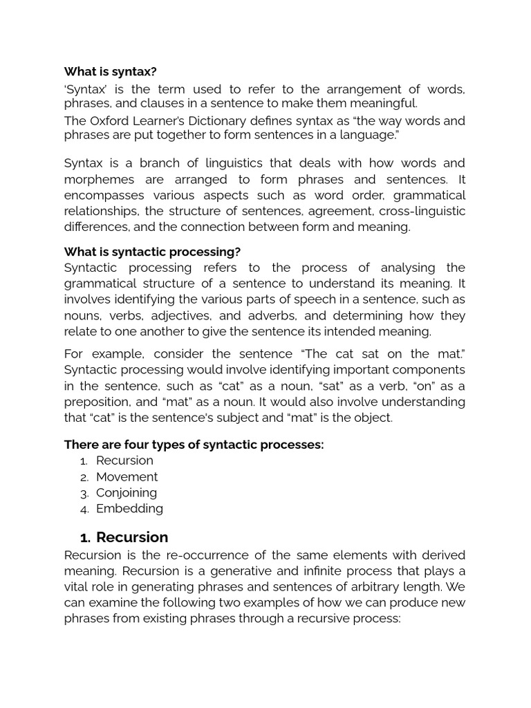 Syntactic Process | PDF | Syntax | Phrase