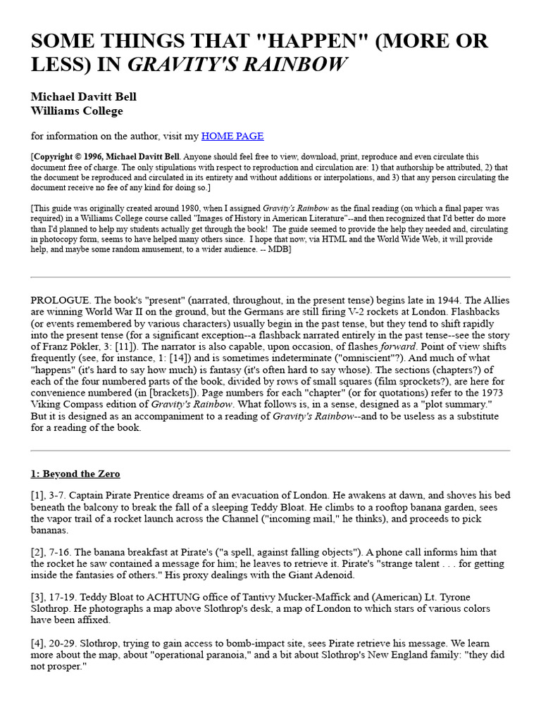 Some Things That - Happen - (More or Less) in Gravity's Rainbow | PDF