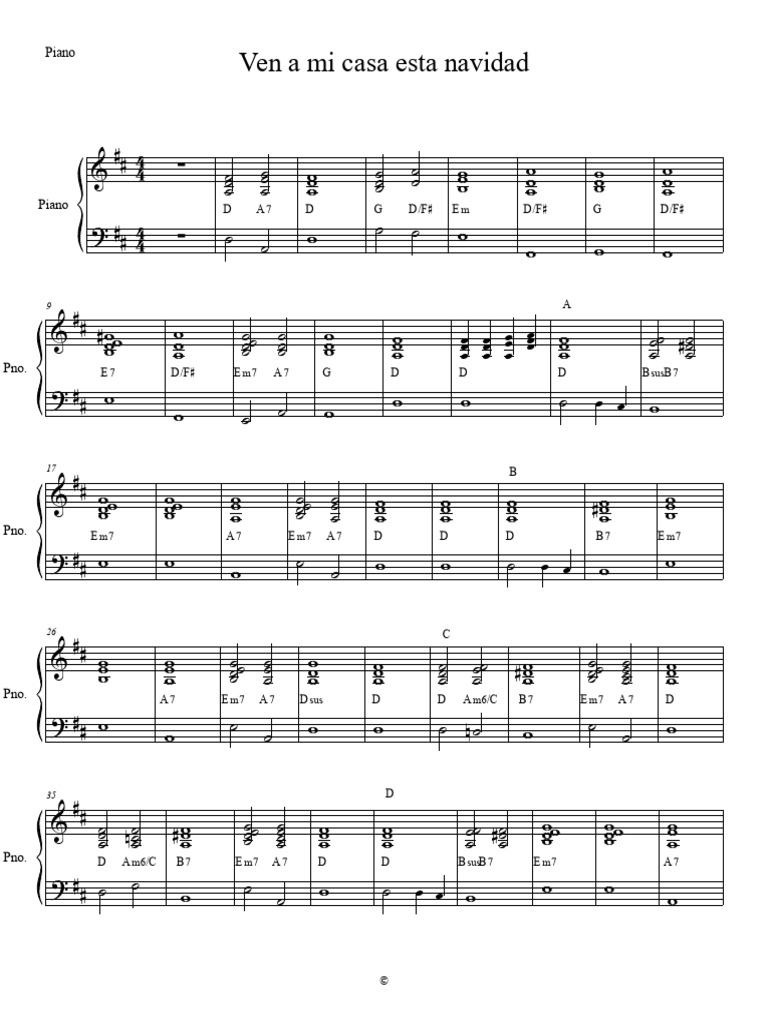 Ven A Mi Casa Esta Navidad - Piano | PDF