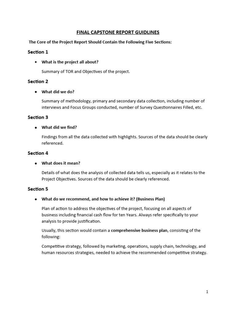 Capstone Project Report Guidelines Final | PDF | Strategic Management ...