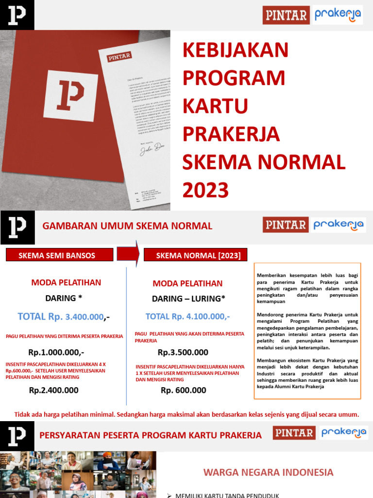 (Pintar) Kebijakan Program Kartu Prakerja Skema Normal 2023 | PDF