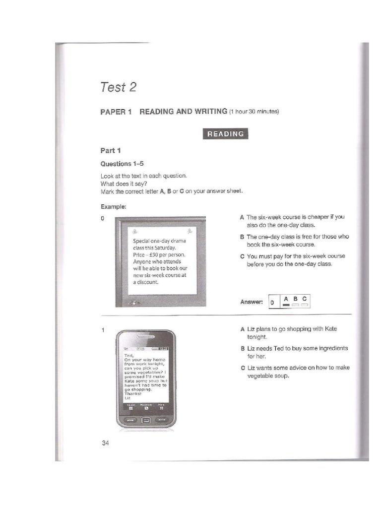 Reading Test B1 | PDF