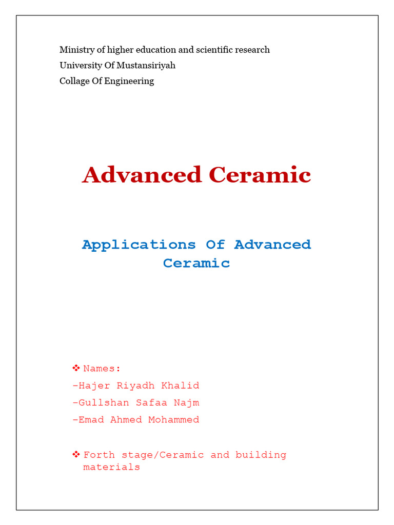 Advanced ceramic | PDF | Ceramics | Bioceramic
