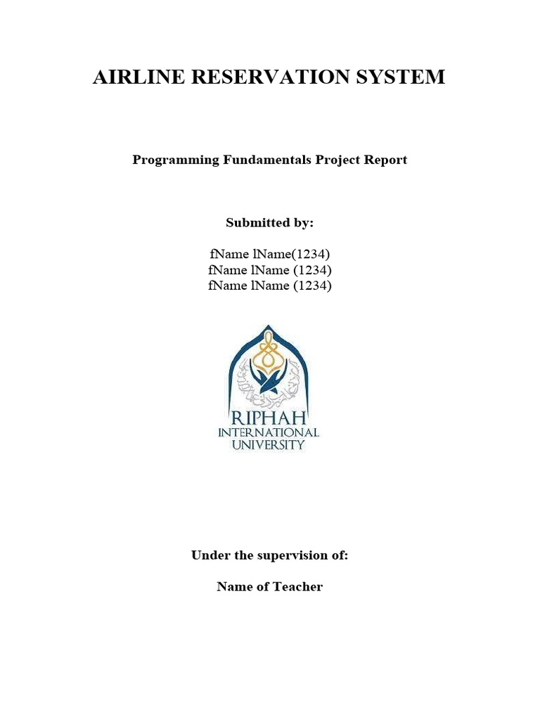 PF Project Template AIRLINE RESERVATION SYSTEM | PDF | Databases | Software