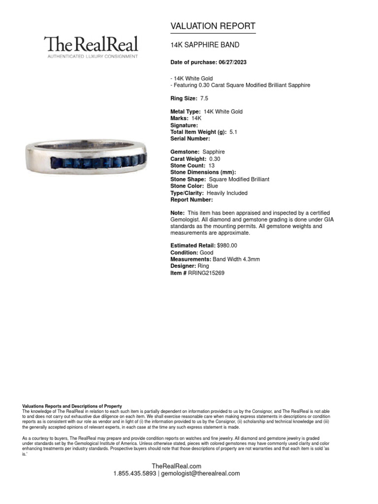 valuation_report | PDF | Gemstone | Jewellery Components