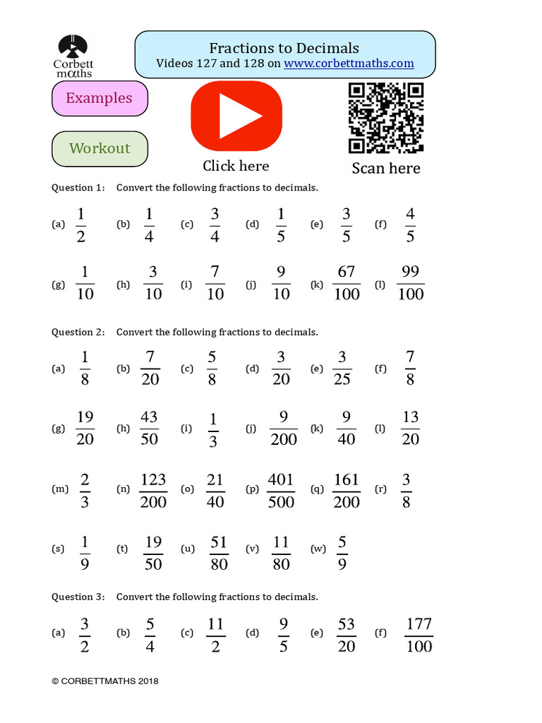 Fractions To Decimals PDF | PDF | Decimal | Mathematics