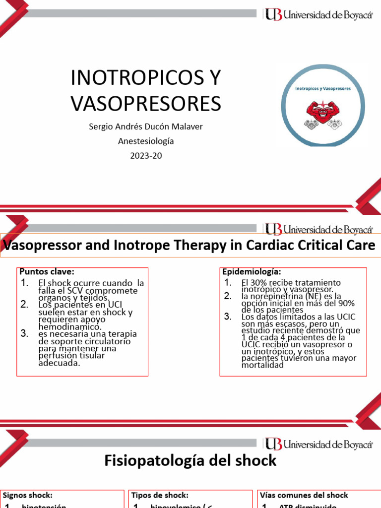 Inotropicos y Vasopresores | PDF | Especialidades Medicas | Medicina ...