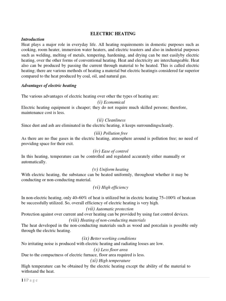 2.0 Electric Heating | PDF | Heat Transfer | Electric Heating