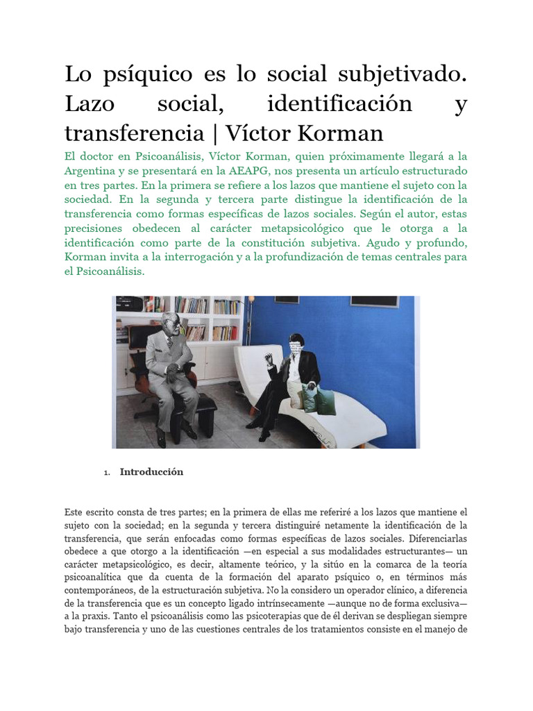Lazos Sociales y Psicoanálisis | PDF | Psicoanálisis | Mente inconsciente