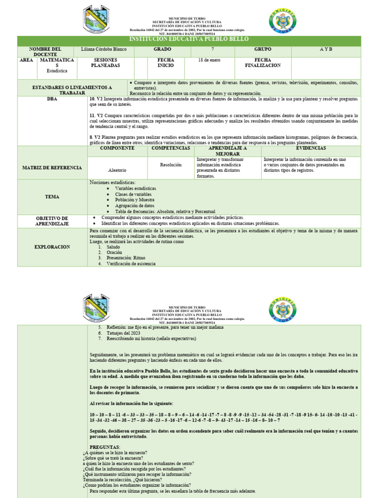 GRADO 7 ESTADISTICA | PDF | Estadísticas | Datos