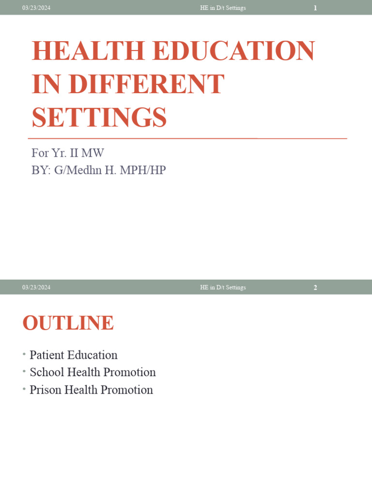 Health Education in Diverse Settings | PDF | Patient | Health Promotion