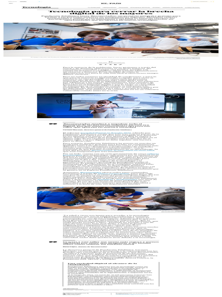 Tecnología para Cerrar La Brecha Digital de Los Mayores - Tecnología - EL PAÍS | PDF | Internet ...