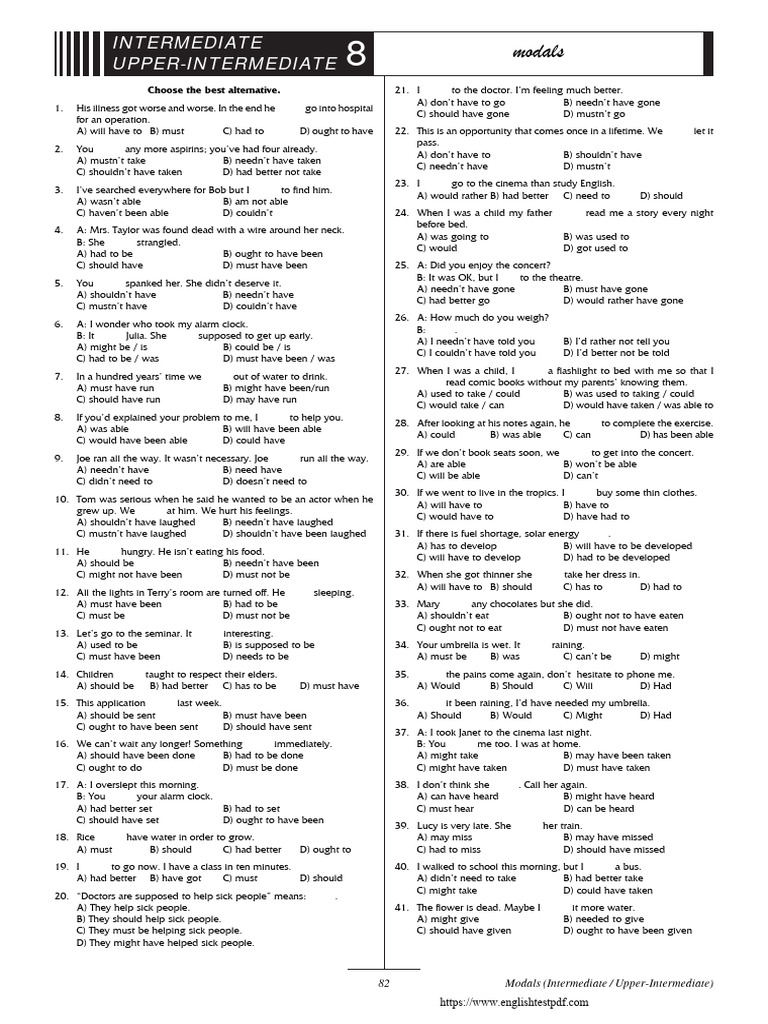 b8 ModalsIntermediateUpper Intermediate | PDF