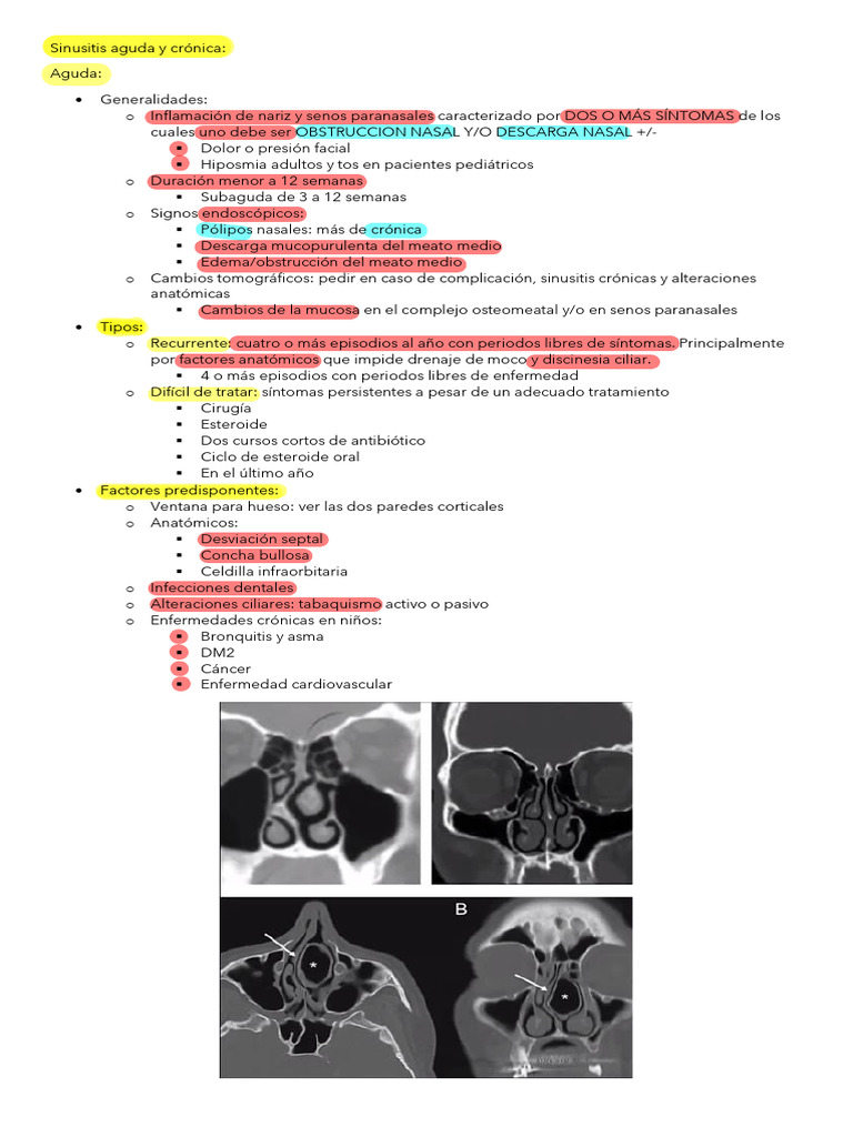 Sinusitis Aguda y Crónica | PDF | Causas de la muerte | Enfermedades y trastornos