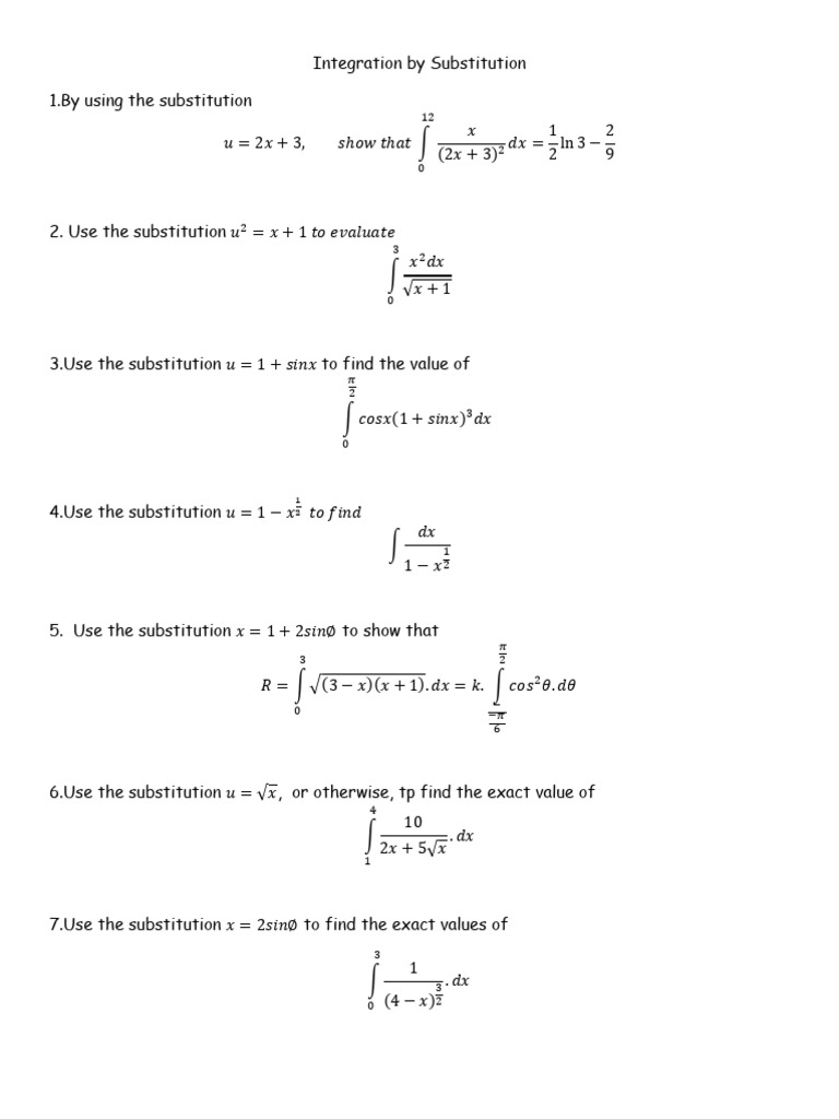 Integration by Substitution | PDF | Mathematics | Discrete Mathematics