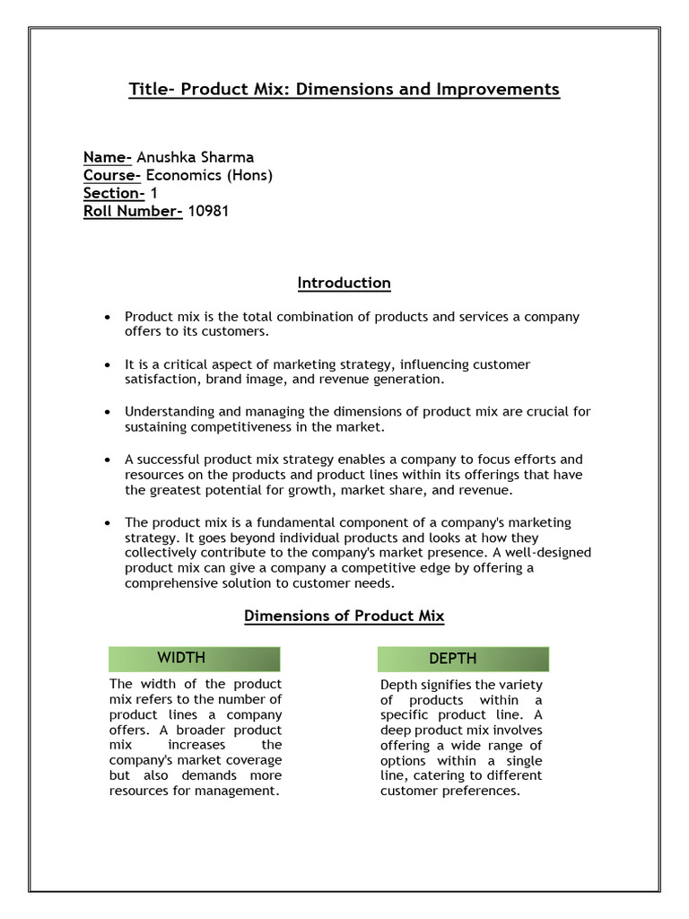 Product Mix Dimensions and Strategies | PDF | Marketing | Pricing