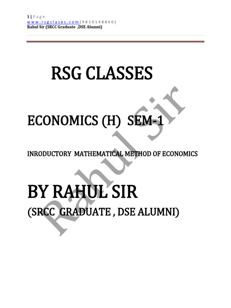 Mathematical Methods in Economics | PDF | Function (Mathematics ...