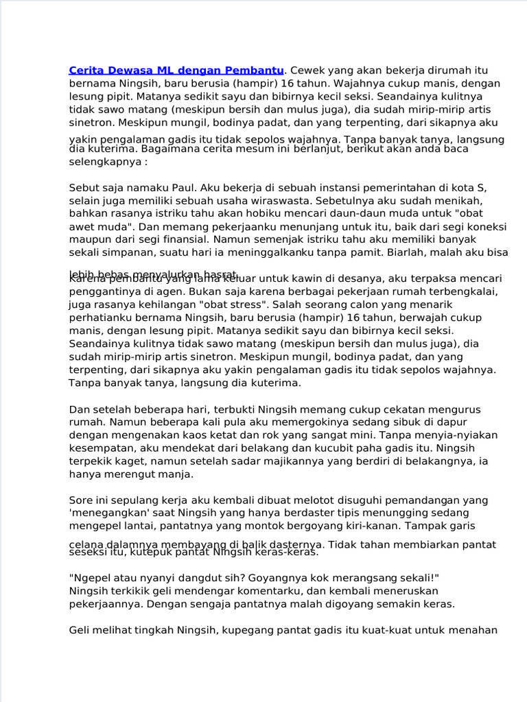 Vdocuments - MX Cerita Dewasa ML Dengan Pembantu | PDF