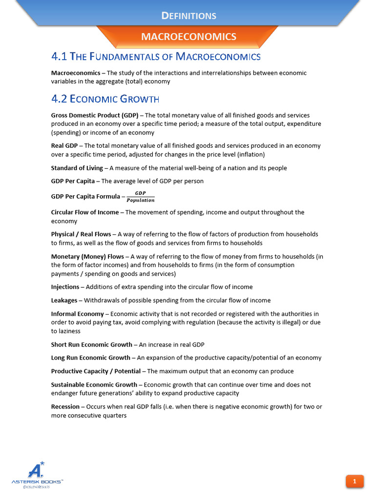 Macroeconomics Definitions List (OCR) | Download Free PDF | Exchange Rate | Inflation