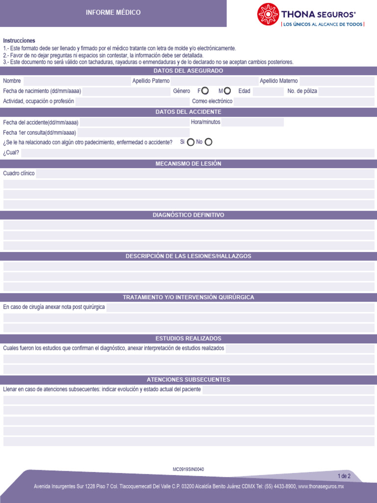 Informe Medico Llenado y Firmado Por El Medico | PDF | Hospital | Diagnostico medico