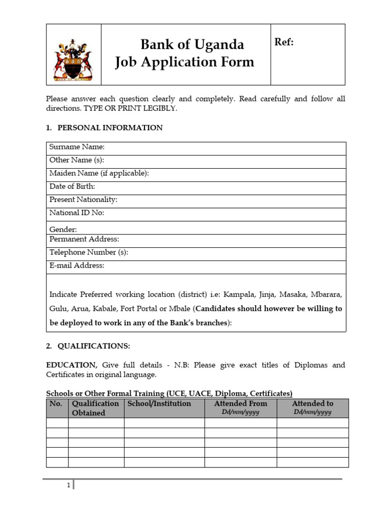 BOU Job Application Form 170813 | PDF | Career & Growth