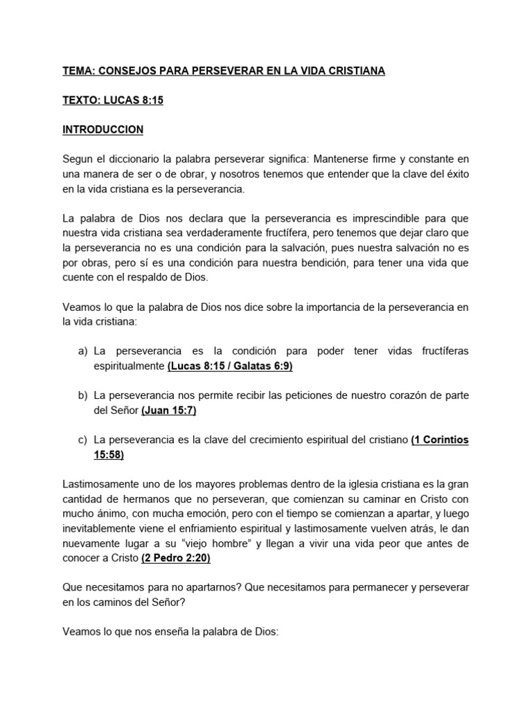 Consejos para Perseverar en La Vida Cristiana | PDF | Cristo (título) | Jesús