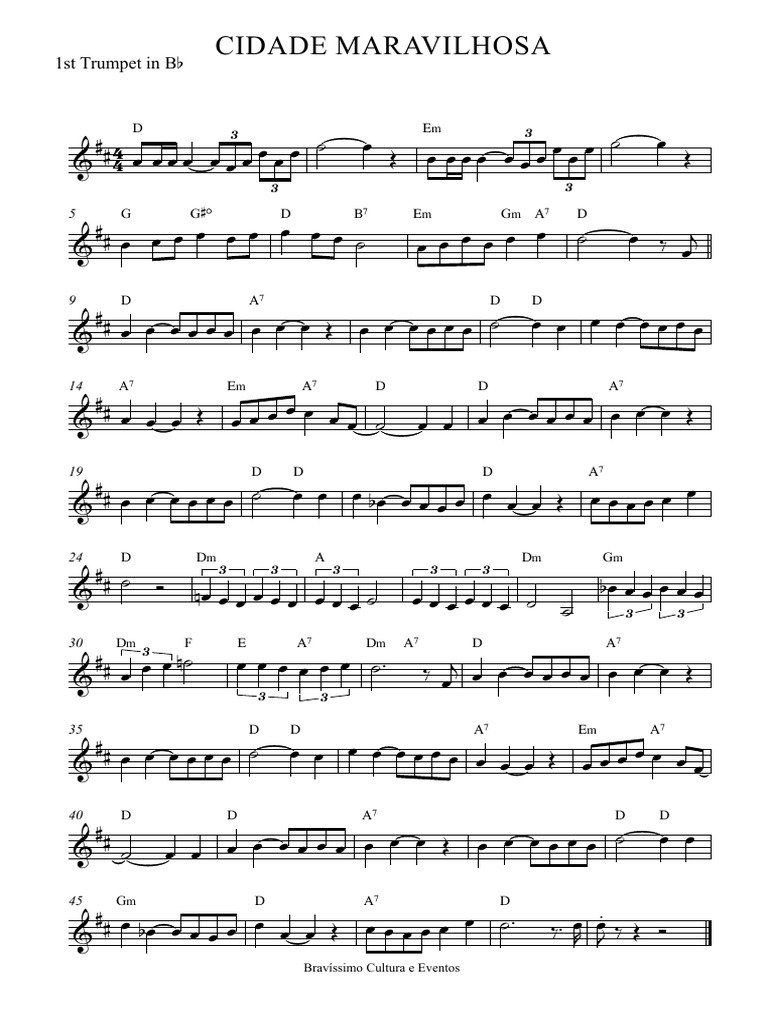 Cidade Maravilhosa (Banda) - 1st Trumpet in BB | PDF
